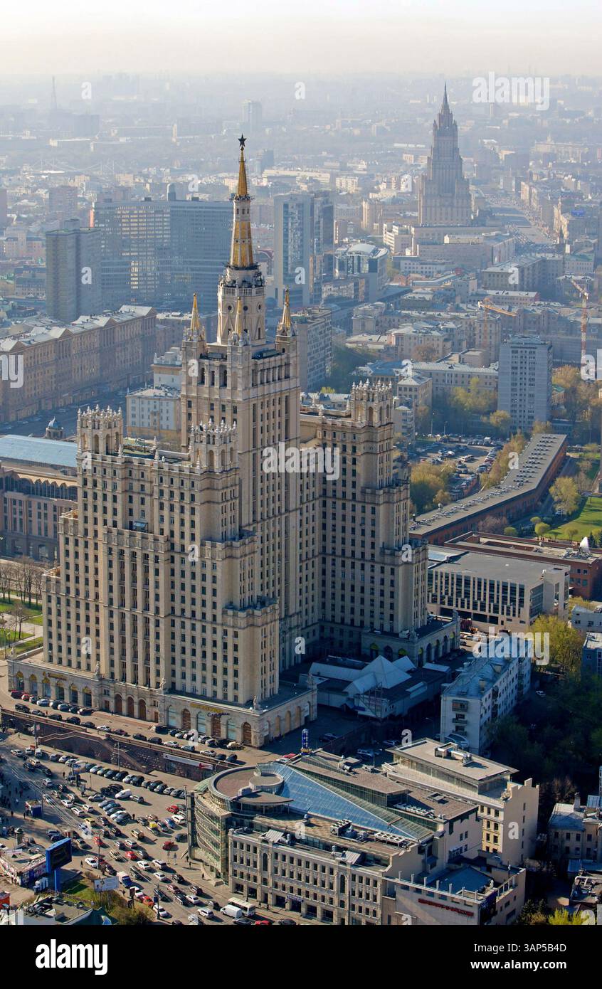 Aerial view of bustling cityscape with iconic skyscrapers and vibrant ...