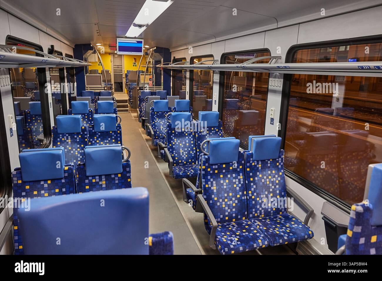 Passenger Train interior Seats Stock Photo - Alamy