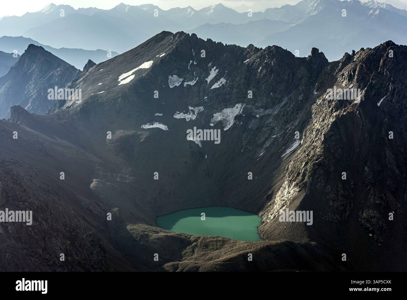 Aerial view of majestic Mount East Dagger with a scenic snowy peak and ...