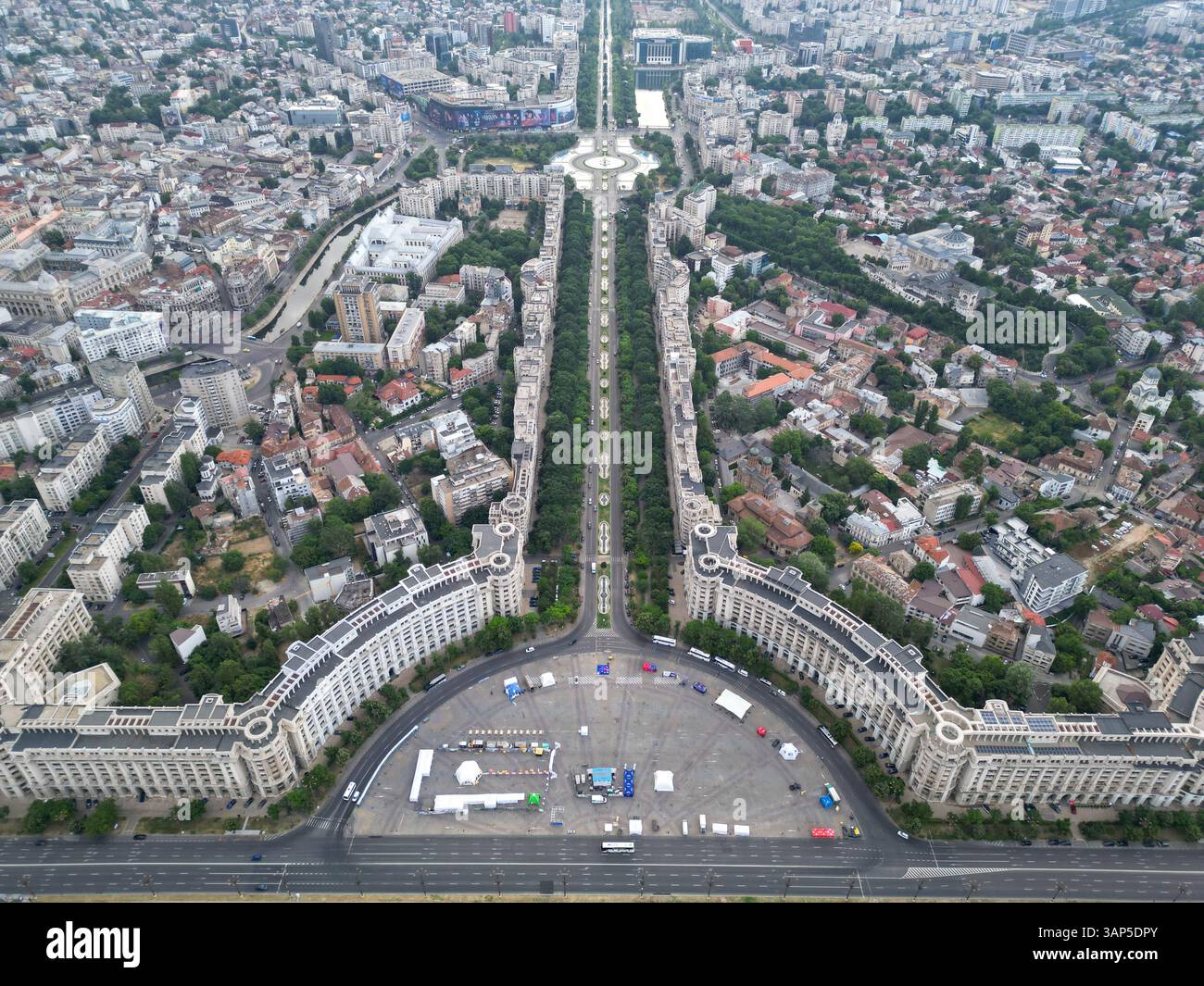 Aerial view of constitution square with beautiful buildings and ...