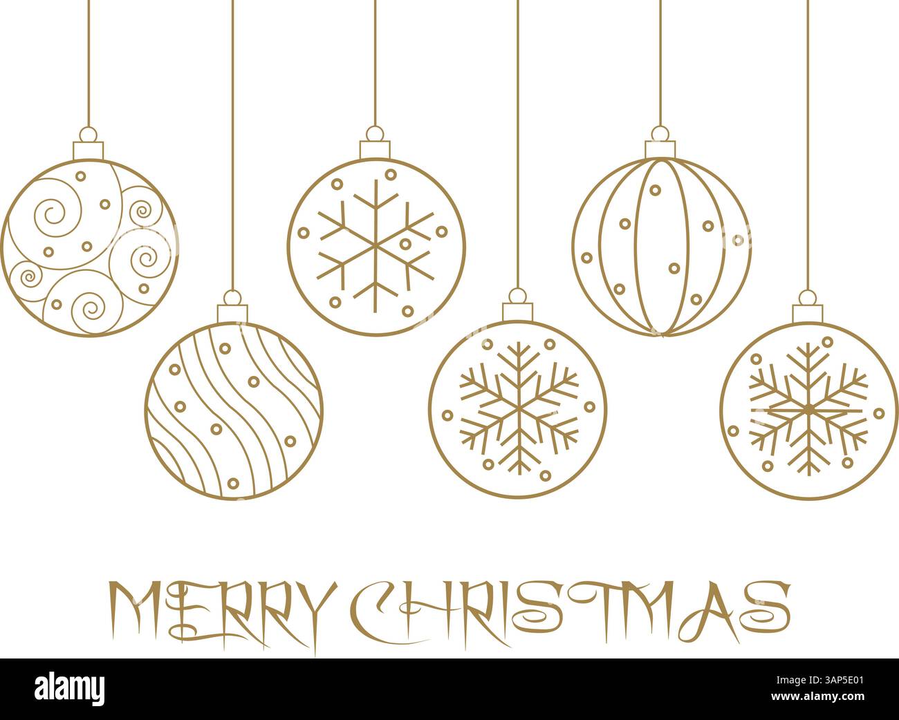 Christmas red balls golden Stock Vector Images - Alamy