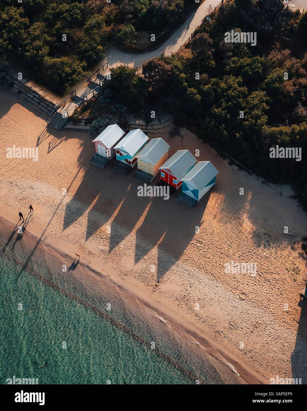 Aerial view of natural bay and beautiful beach in Brighton, Melbourne ...