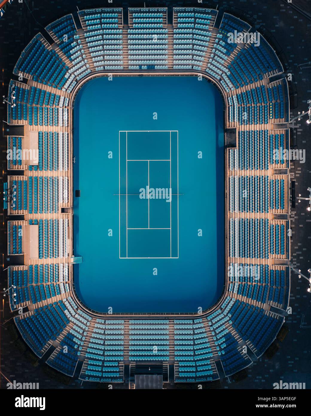 Aerial view of green tennis court in Melbourne Central Business ...