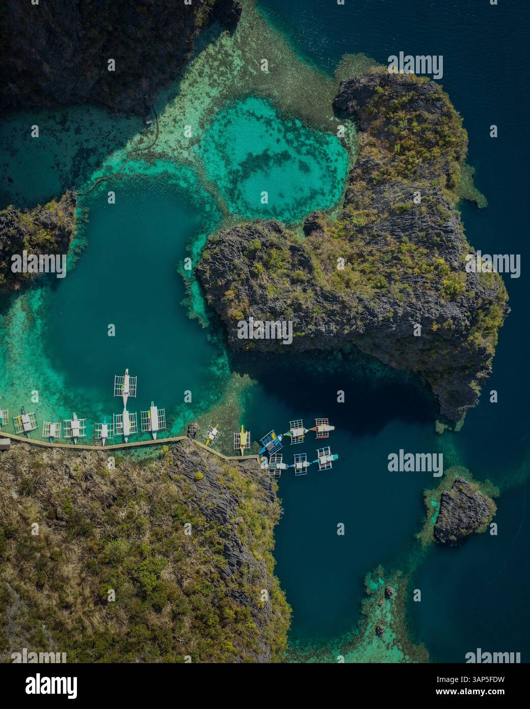 Aerial view of Twin Lagoons on Coron Island, Bayan ng Coron, Palawan ...