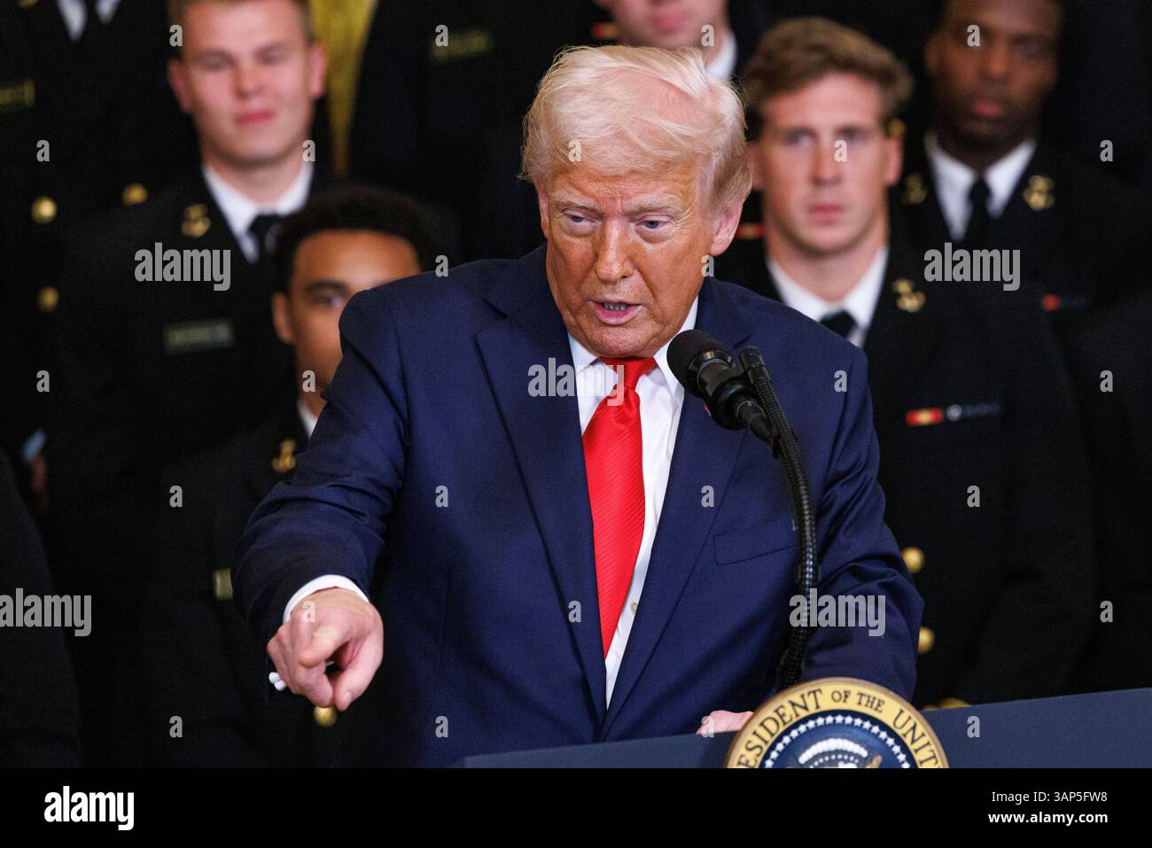 Washington, United States. 15th Apr, 2025. President Donald Trump gives ...