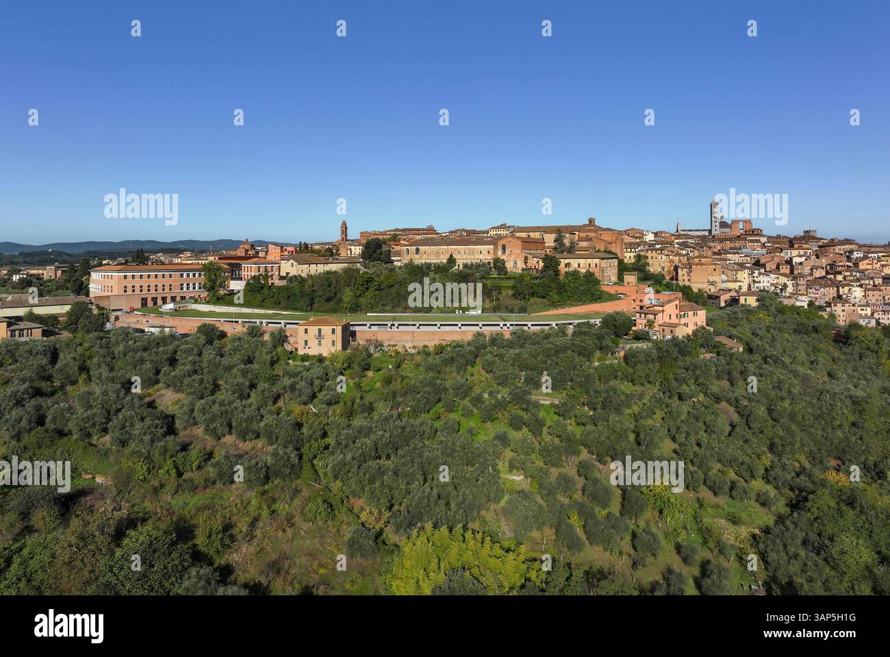 Aerial view of picturesque medieval cityscape with charming old ...