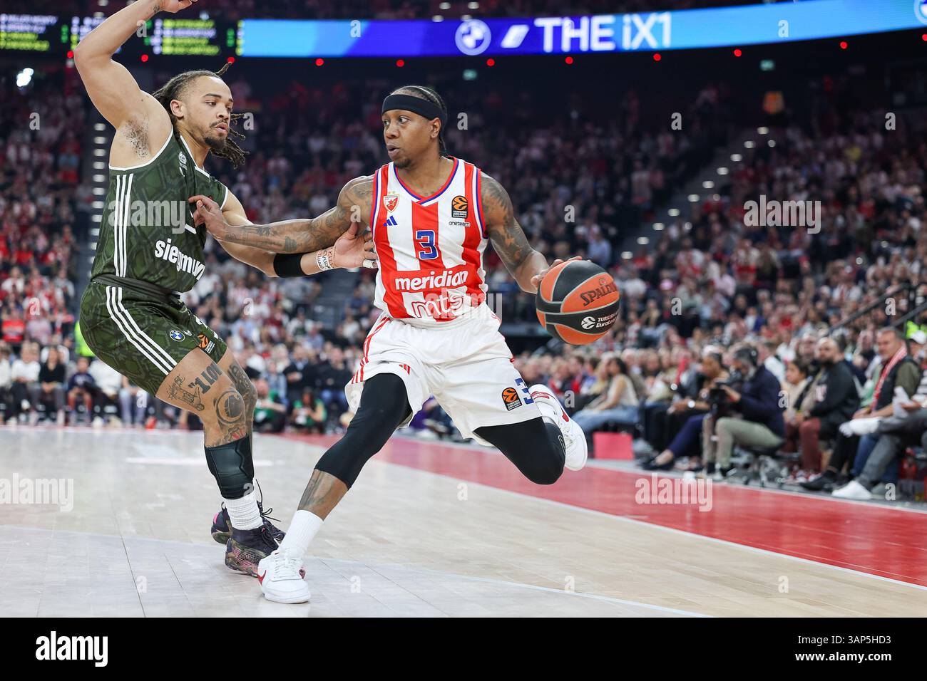 Muenchen, Deutschland. 15th Apr, 2025. Isaiah Canaan (Roter Stern ...