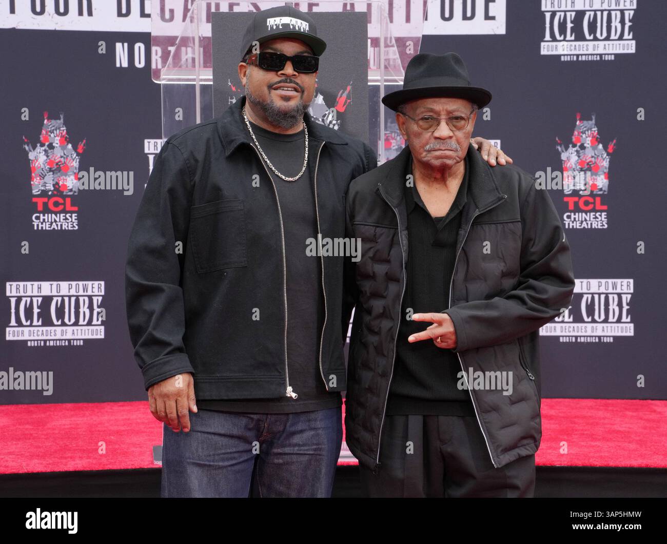 Los Angeles, USA. 15th Apr, 2025. (L-R) Ice Cube and Dad Hosea Jackson ...