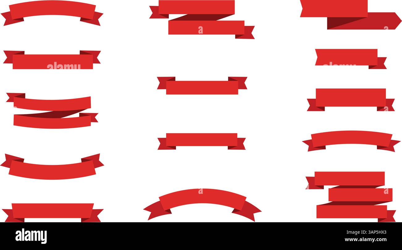 Ribbons Banners. Red Ribbons Banners, isolated. Collection Christmas ...