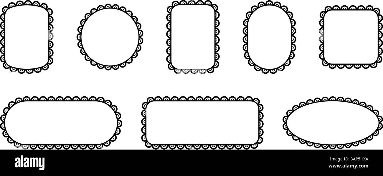 Frame with scallop edge. Lace borders with pattern for photo ...