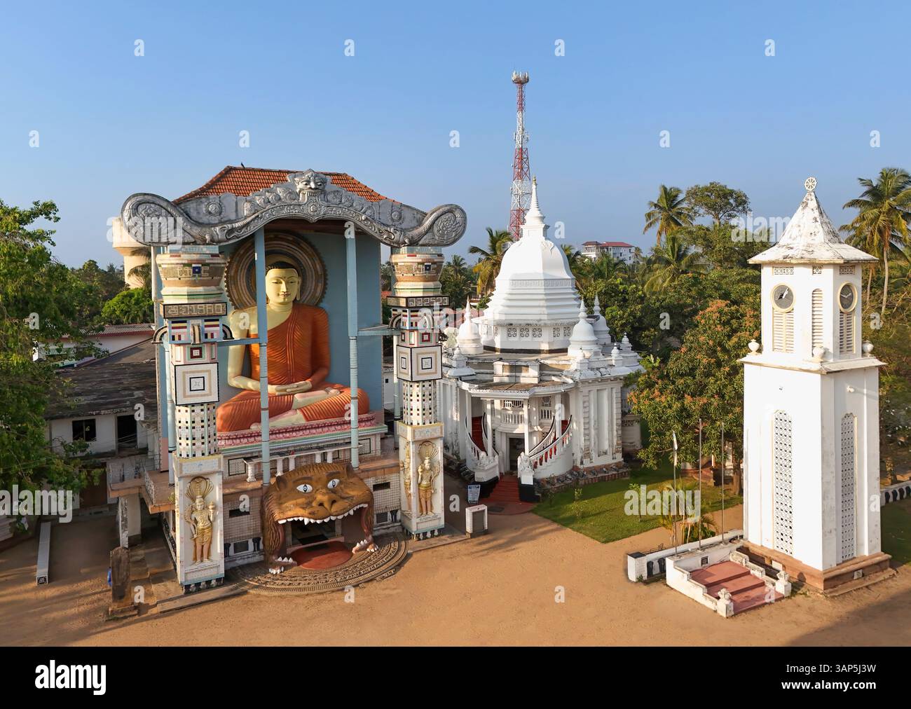 Aerial view of Angurukaramulla Temple with Lion Tower, Negombo, Sri ...