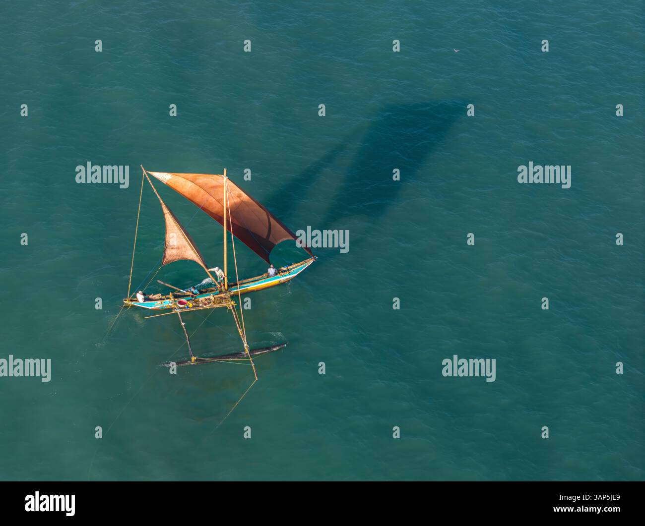 Aerial view of beautiful natural sea with sailing boat, Kochchikade ...