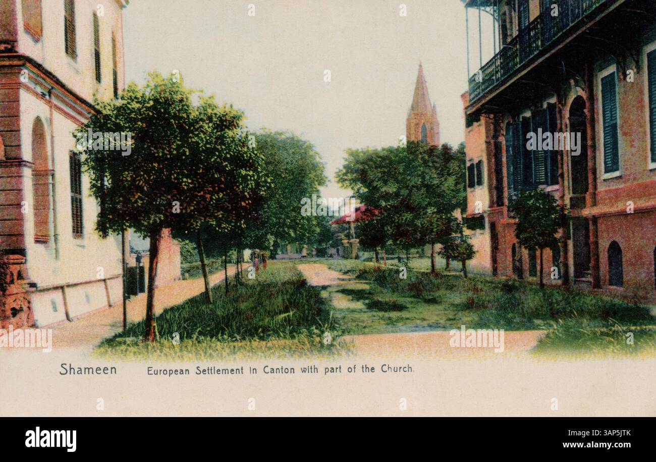 Shameen China, European settlement in Canton, approx early 1900s ...