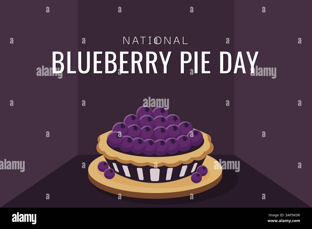 National Blueberry Pie Day Flat Vector Illustration Stock Vector Image ...