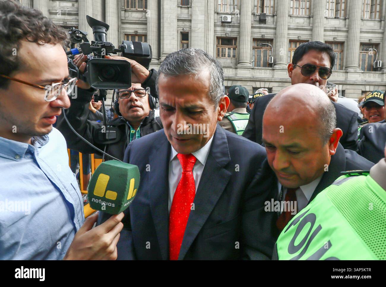 Lima, Peru. 15th Apr, 2025. Former Peruvian President Ollanta Humala (C ...