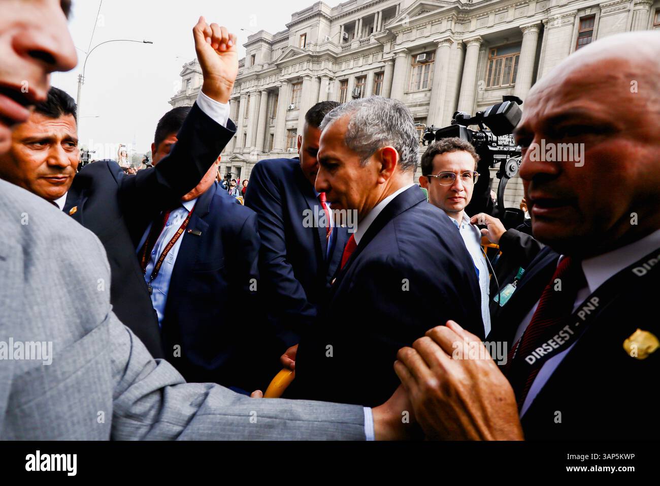 Lima, Peru. 15th Apr, 2025. Former Peruvian President Ollanta Humala (C ...