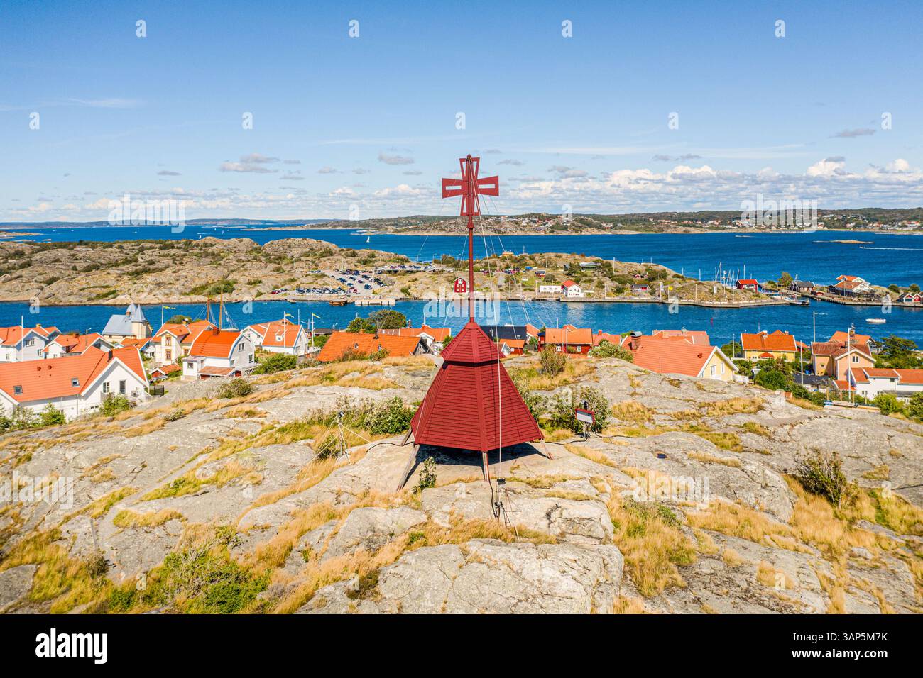 Aerial view of the watch tower Båken, overlooking the islands Kalvsund ...