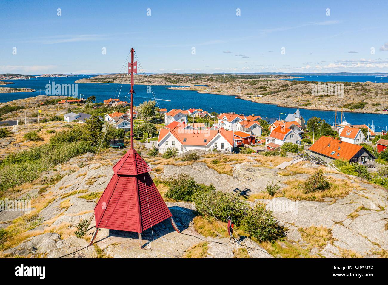 Aerial view of the watch tower "Båken, , overlooking the islands ...