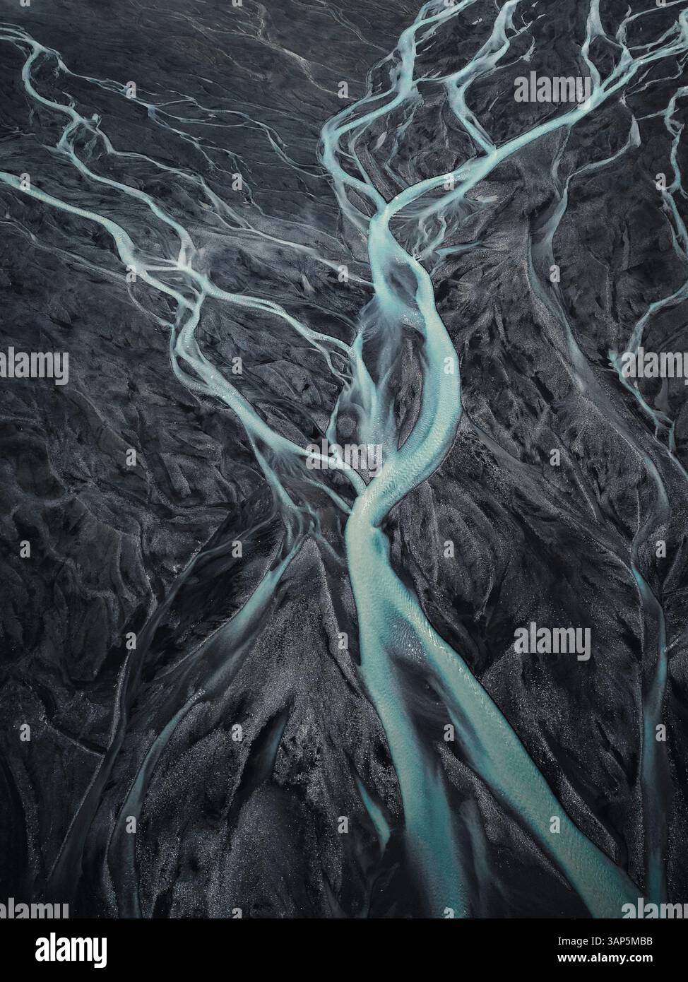 Aerial view of a braided river, Iceland Stock Photo - Alamy
