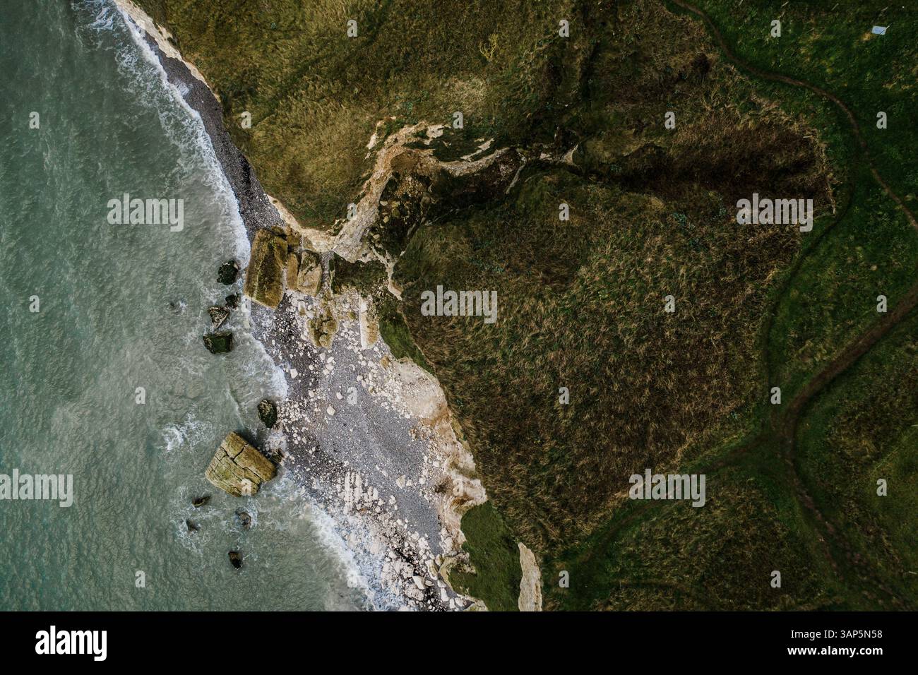 Aerial view of cliff in Etretat, Normandy, France Stock Photo - Alamy