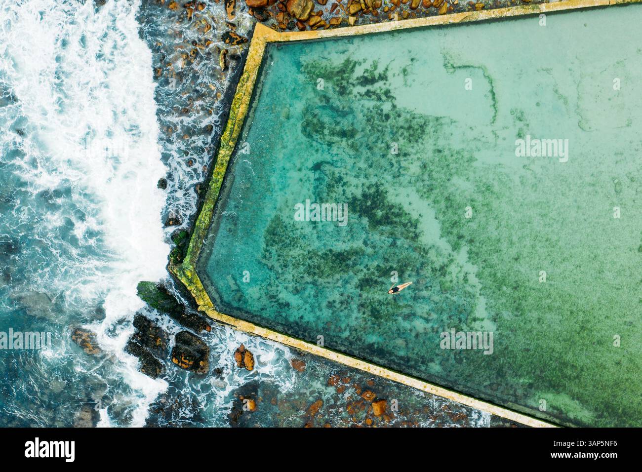 Aerial view of tidal pool in St. James, Cape Town, Western Cape, South ...