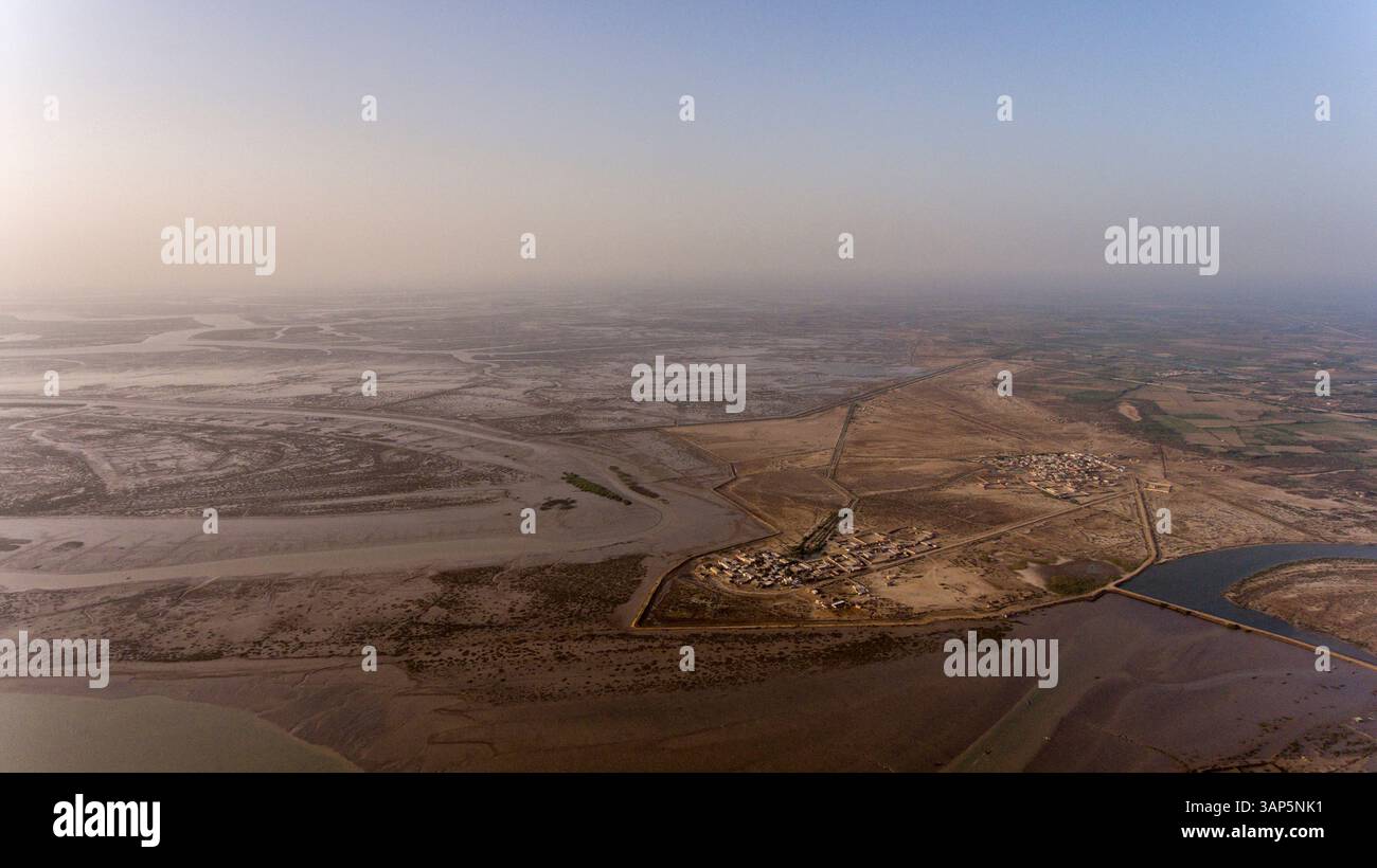 Aerial view of mangroves and water patterns in a serene coastal ...