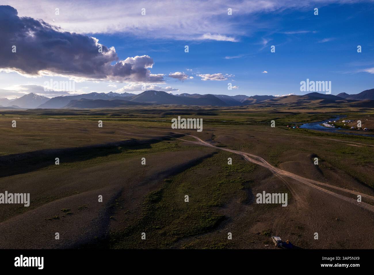 Aerial view of breathtaking Deosai Plains with majestic mountains ...