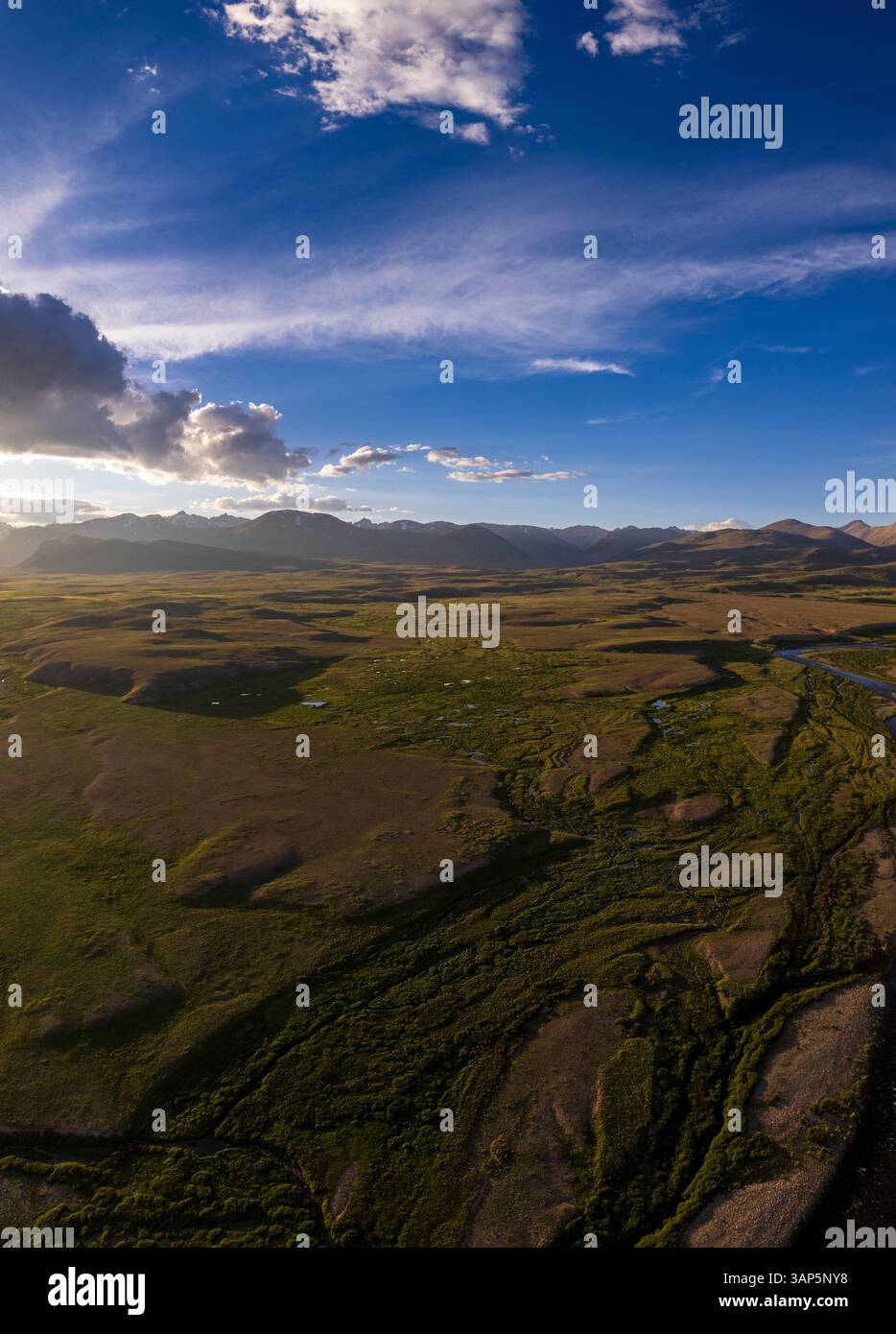 Aerial view of beautiful Deosai Plains with majestic mountains and ...