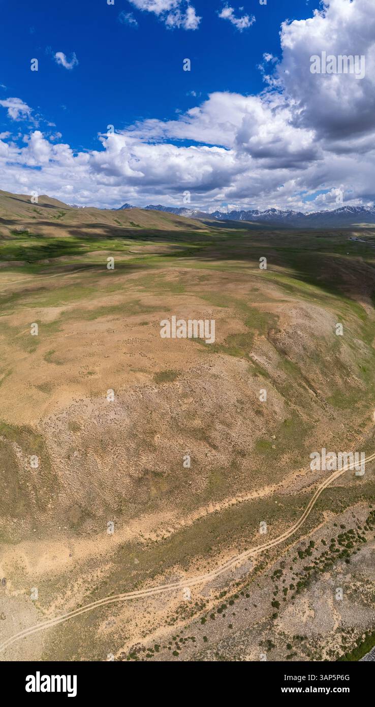 Aerial view of the vast and breathtaking Deosai Plains with rugged ...
