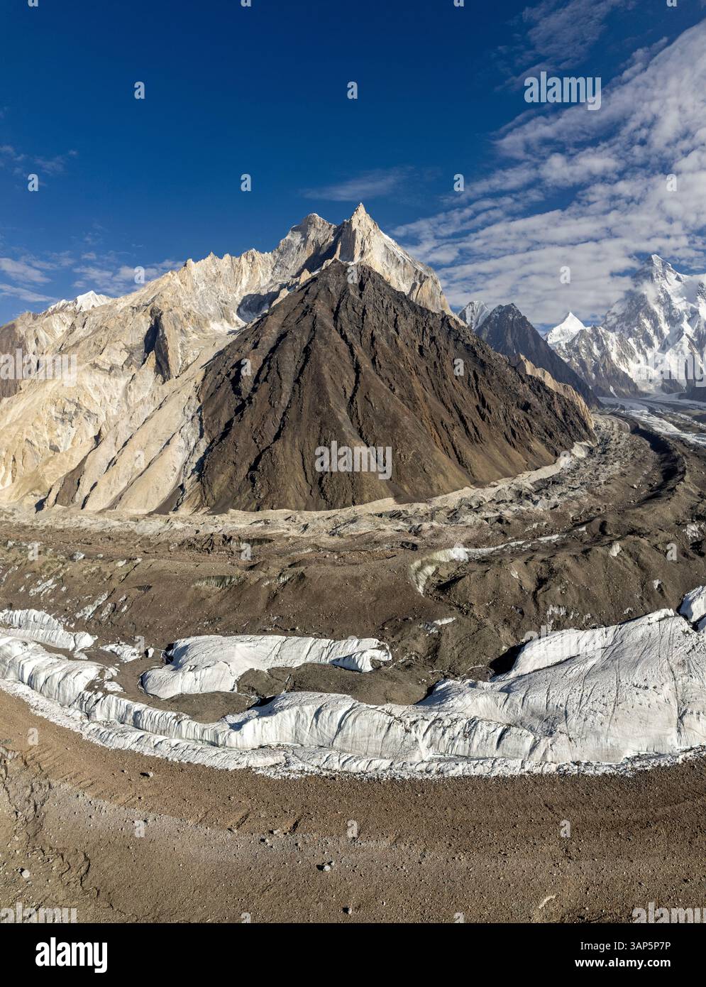 Aerial view of majestic peaks and glaciers in a breathtaking alpine ...