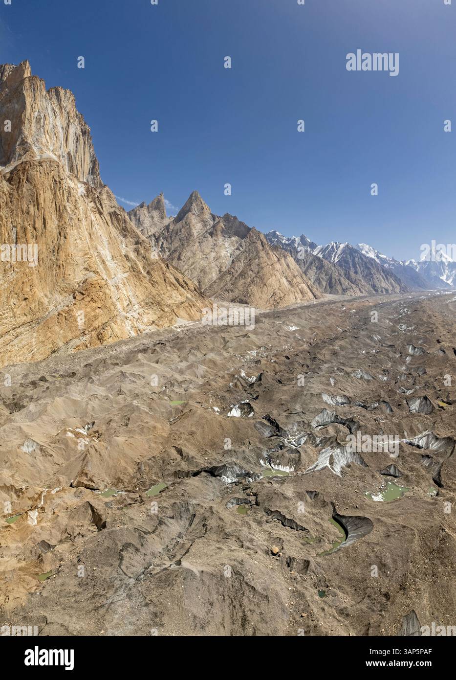 Aerial view of majestic mountains and rugged terrain enroute to K2 Trek ...
