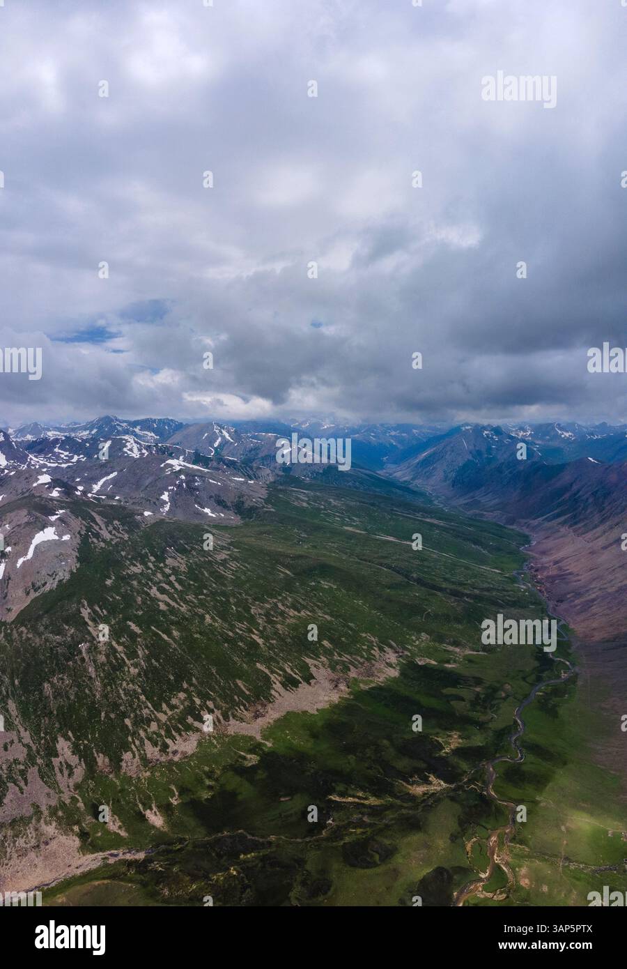 Aerial view of scenic Babusar Pass with beautiful mountains and valleys ...