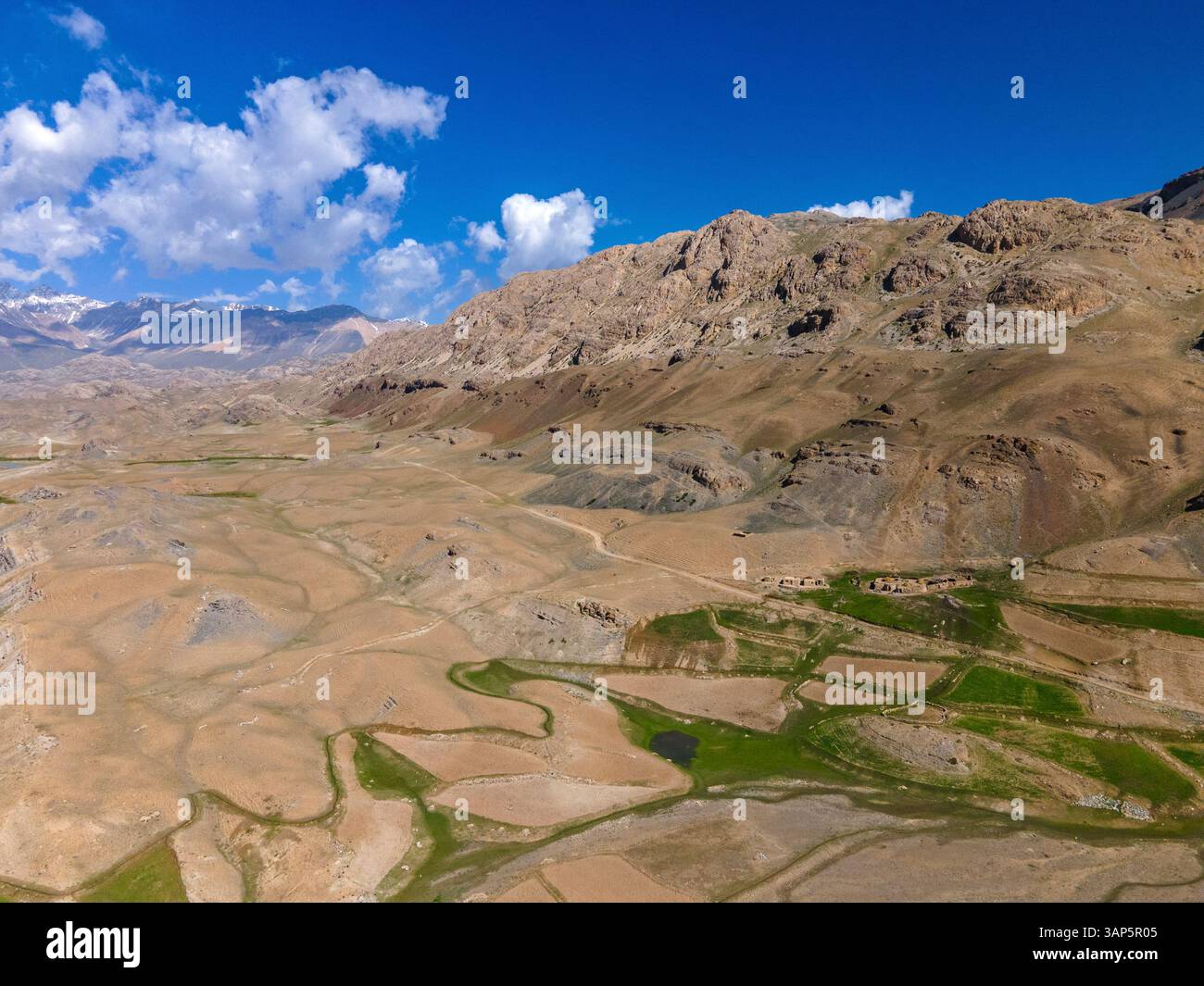 Aerial view of majestic and serene Broghil Valley National Park ...