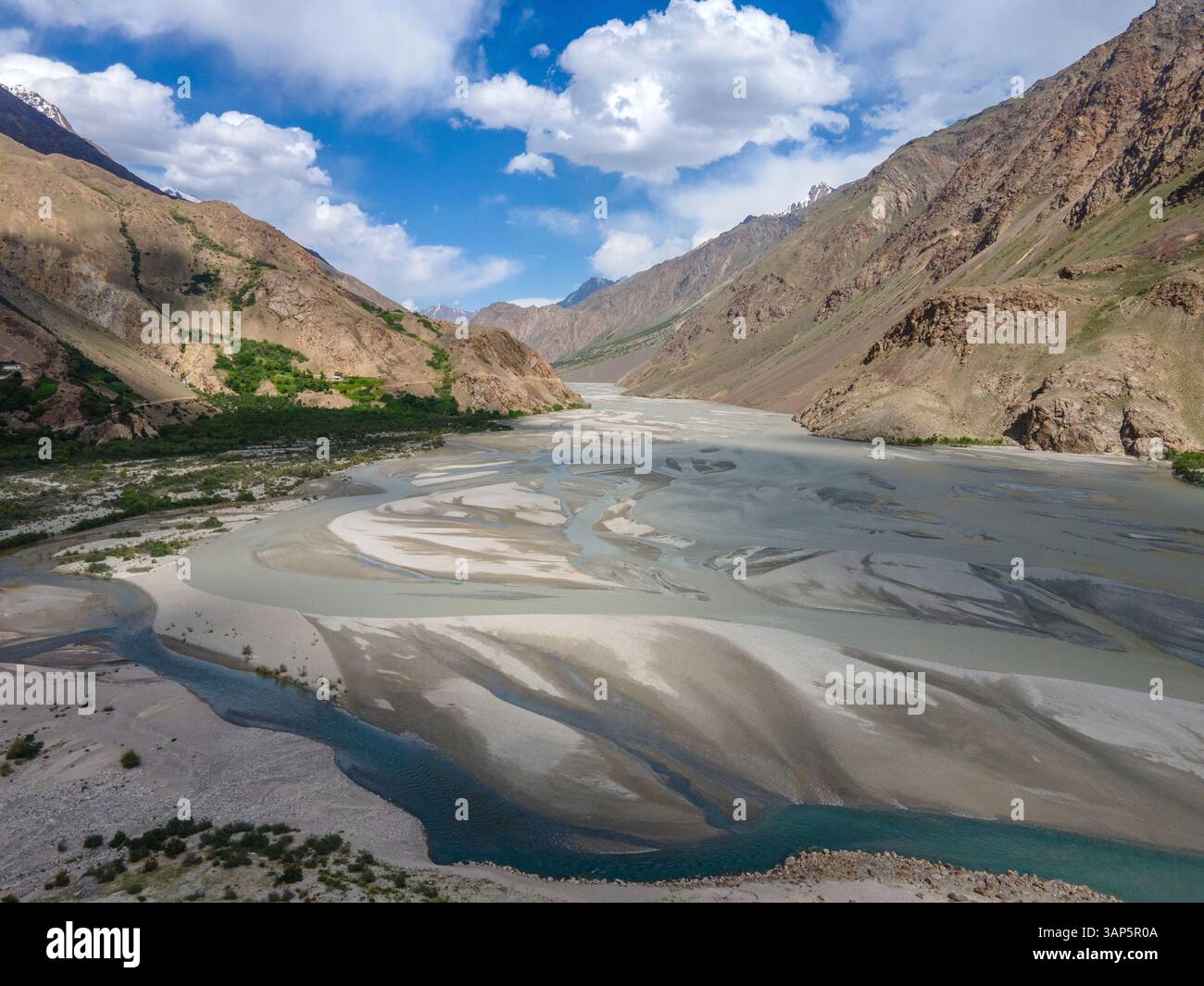 Aerial view of breathtaking Broghil Valley National Park with majestic ...
