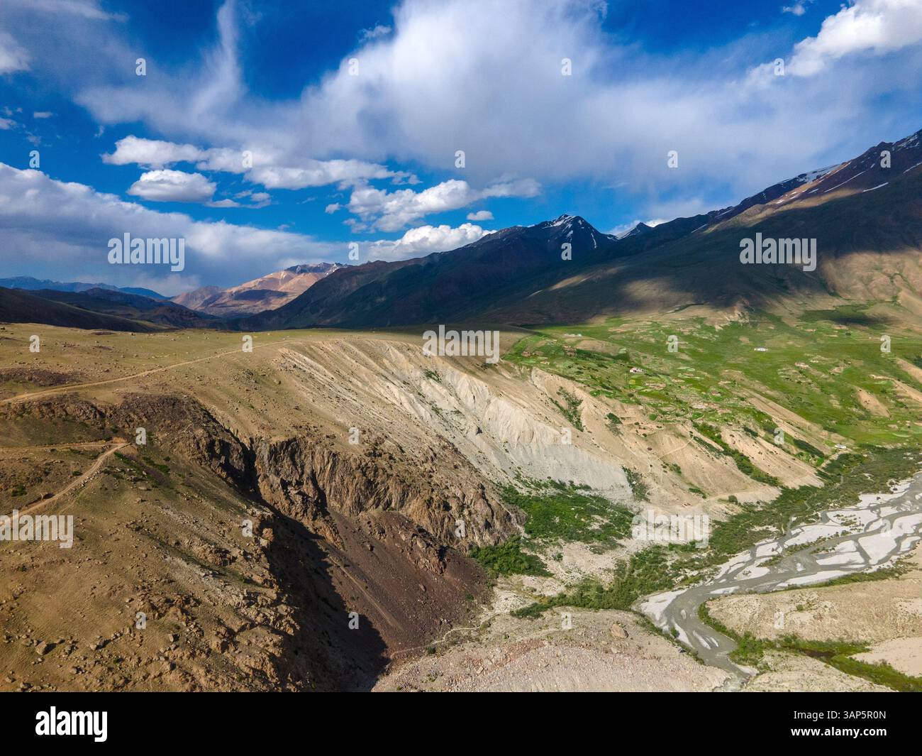 Aerial view of chatibo glacier surrounded by majestic mountains and ...