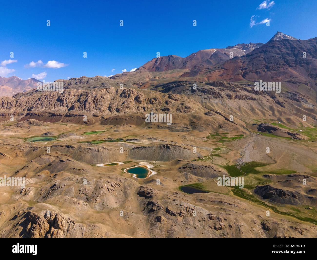 Aerial view of majestic mountains and pristine valley in Broghil Valley ...