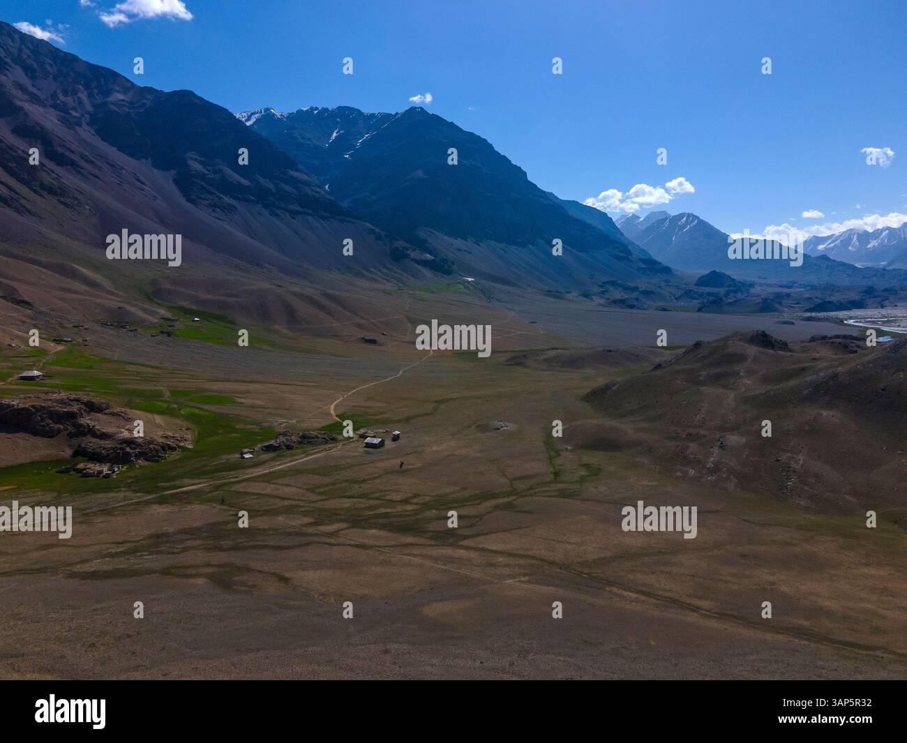 Aerial view of breathtaking Broghil Valley National Park with majestic ...