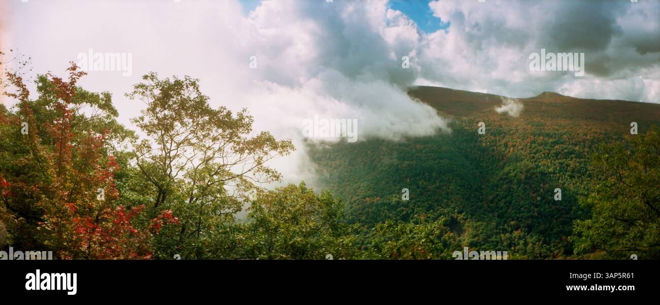 Panoramic view of clouds over mountain, Catskill Mountains, New York ...