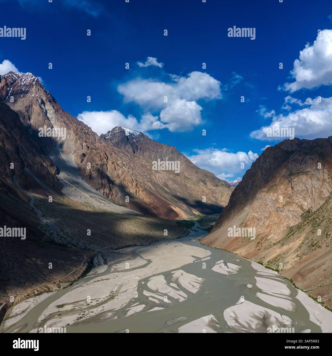 Aerial view of majestic Broghil Valley National Park with rugged ...