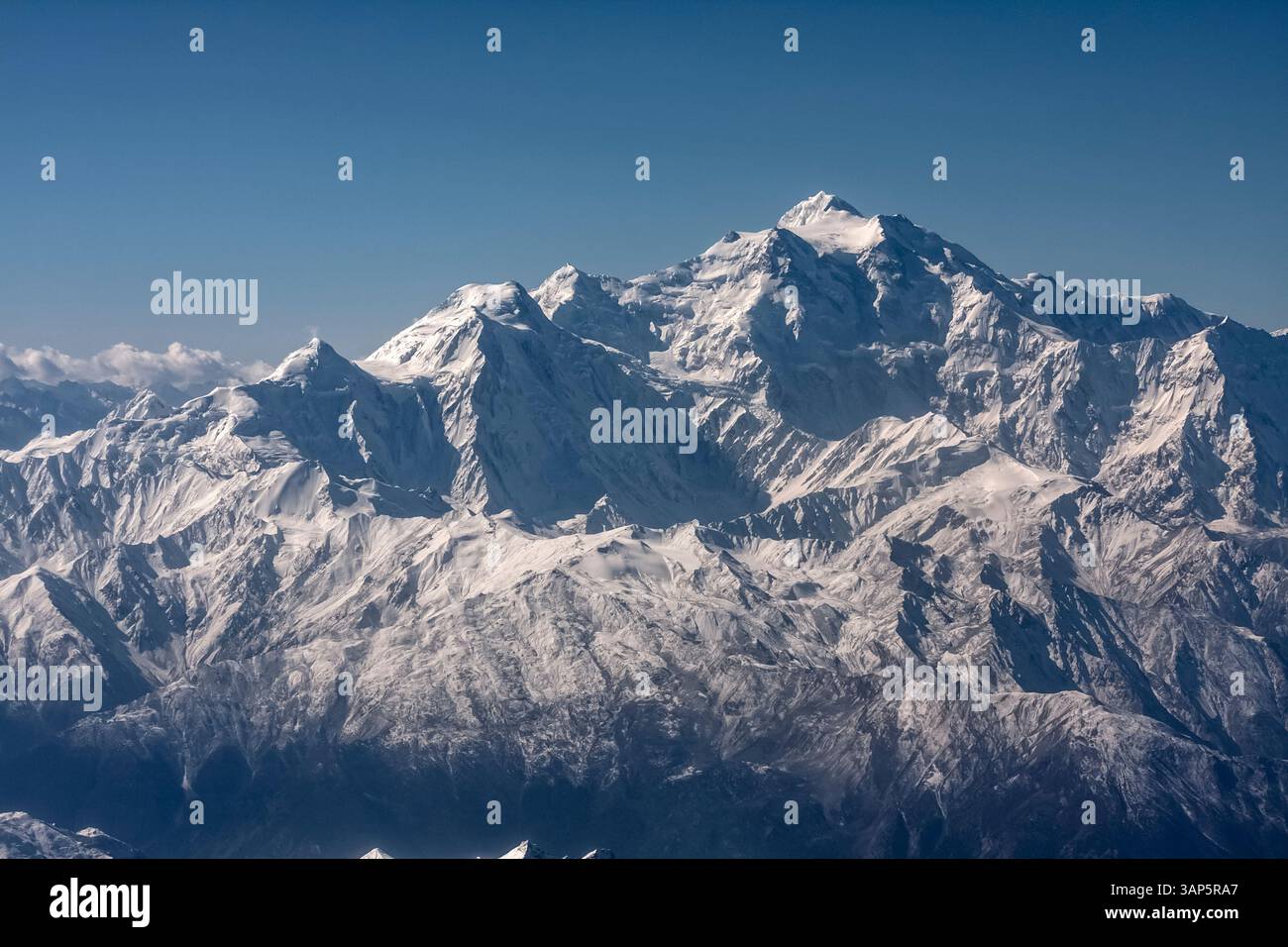 Aerial view of majestic snowcapped peaks in the serene and pristine ...