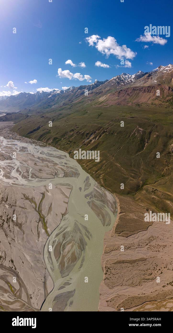 Aerial view of breathtaking Broghil Valley National Park with majestic ...