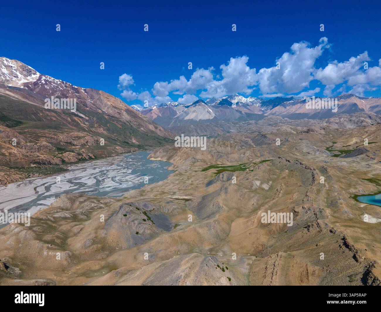 Aerial view of breathtaking Broghil Valley National Park with majestic ...