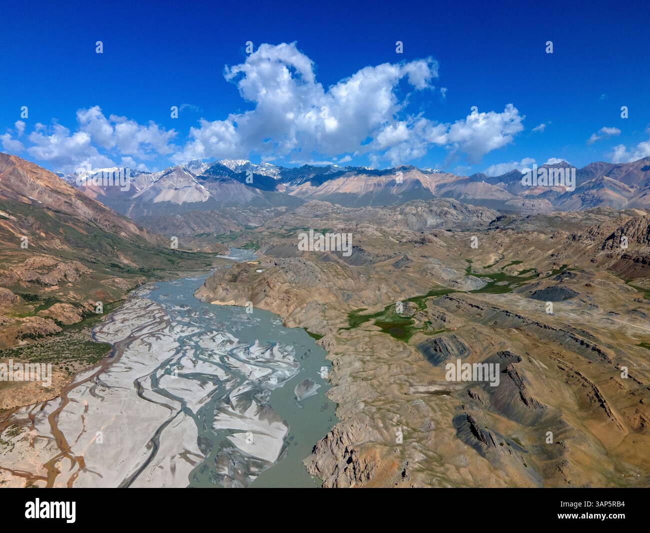 Aerial view of breathtaking Broghil Valley National Park with winding ...