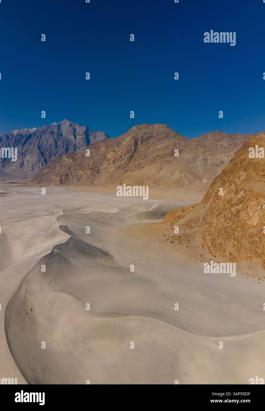 Aerial view of vast and barren sarfaranga desert with majestic ...