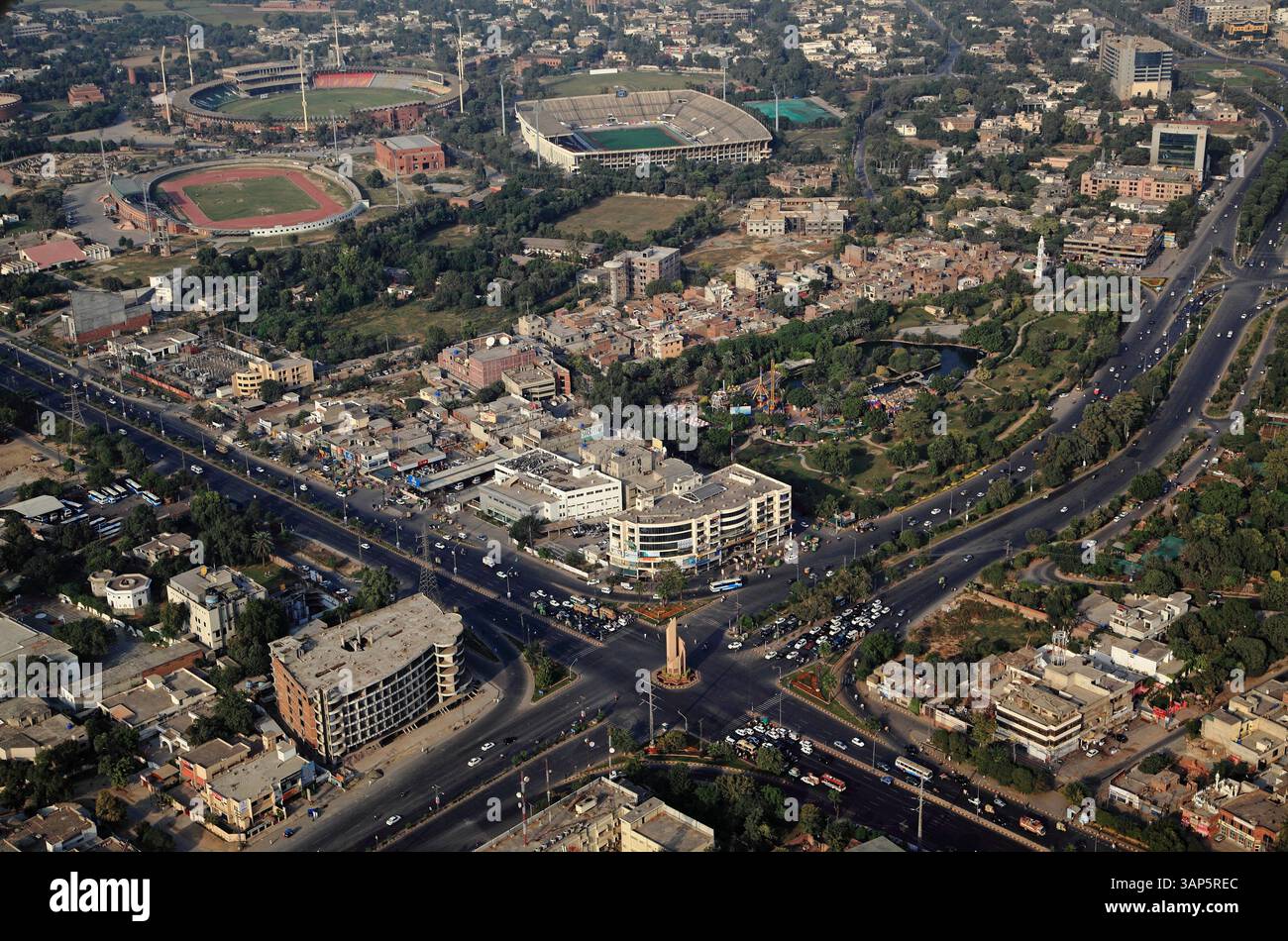 Aerial view of bustling urban landscape with modern architecture and ...