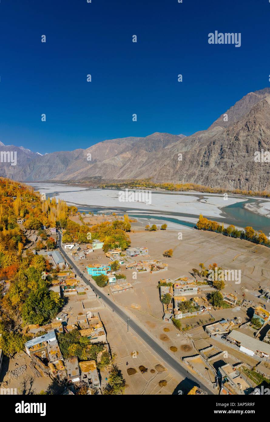 Aerial view of serene Barah Valley with a picturesque village and ...