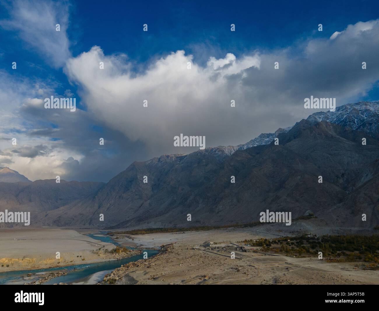 Aerial view of Majestic Himalayan Mountains and Desert Landscape ...