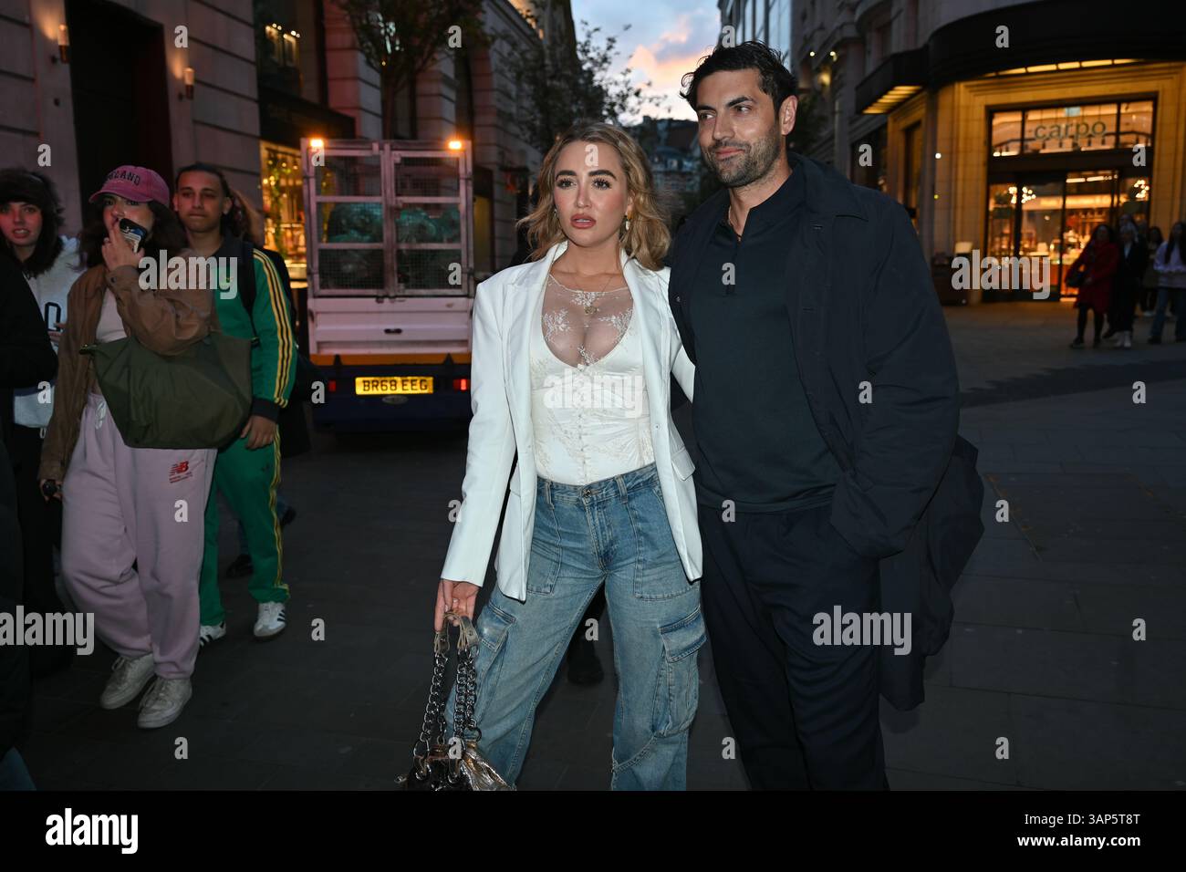 LONDON, ENGLAND - APRIL 15 2025: Georgia Harrison and Jack Stacey ...