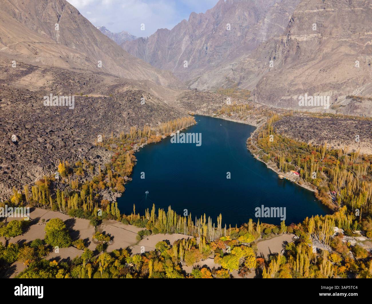 Aerial view of Kachura Lakes with majestic mountains and tranquil ...