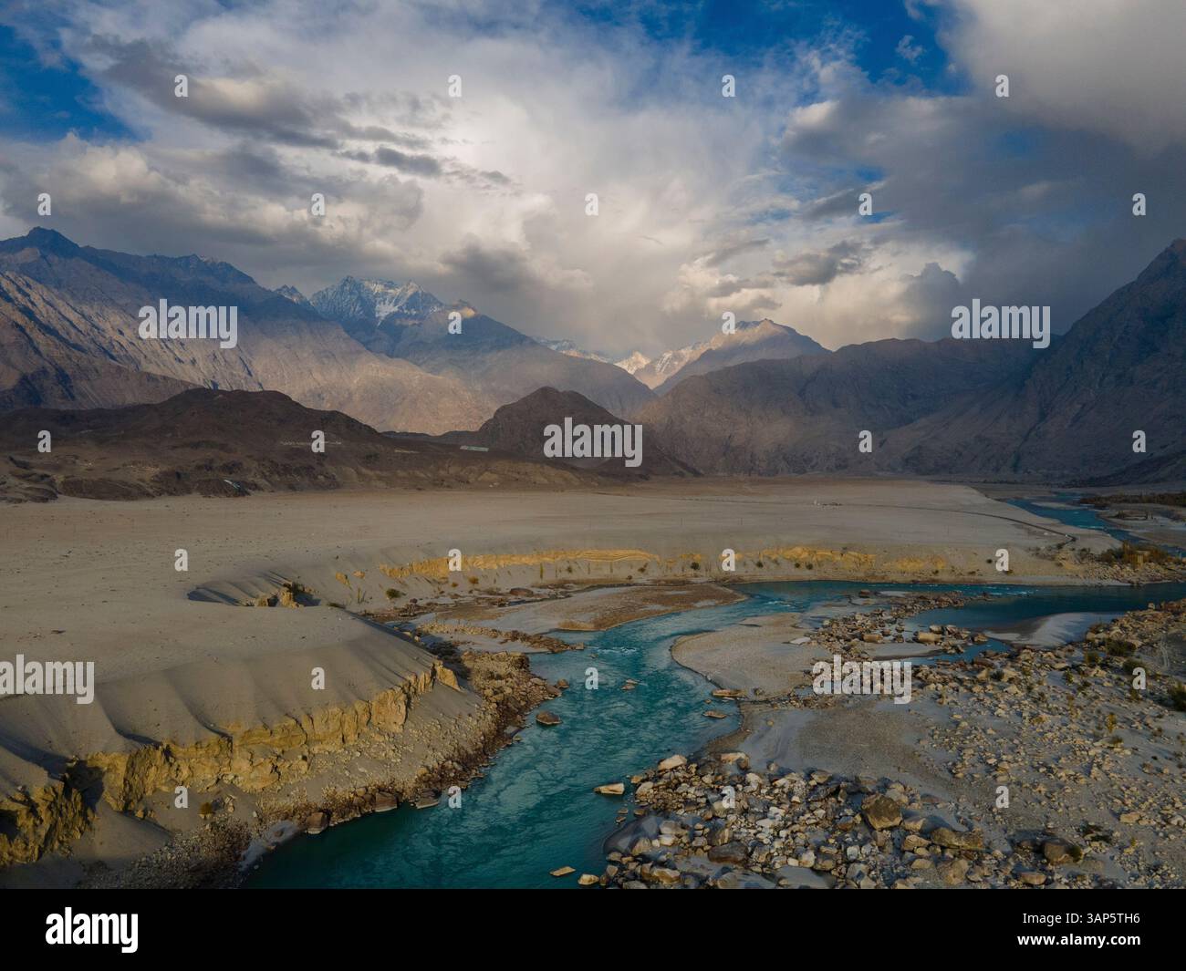 Aerial view of majestic Himalayan mountains and Sarfaranga Cold Desert ...